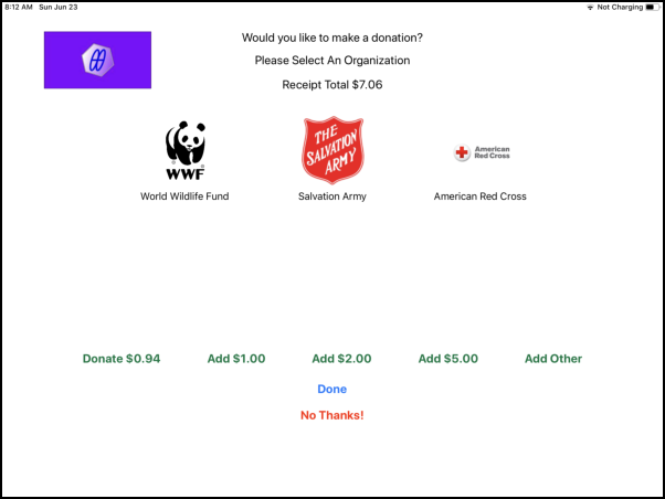 Customer Kiosk - Donation